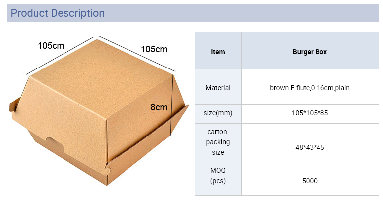 Customized kraft corrugated burger box,fries packaging,catering tray boxes